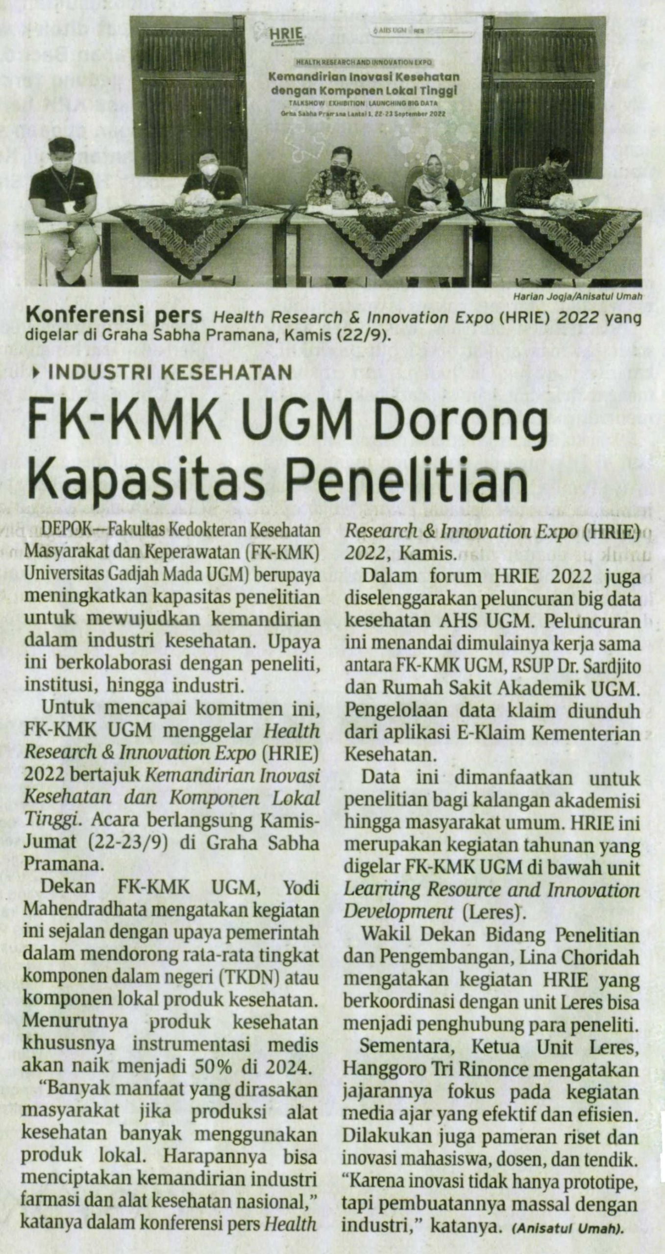 FK-KMK UGM Dorong Kaksitas Penelitian – koran.humas.ugm.ac.id FK-KMK UGM Dorong Kaksitas Penelitian – koran.humas.ugm.ac.id