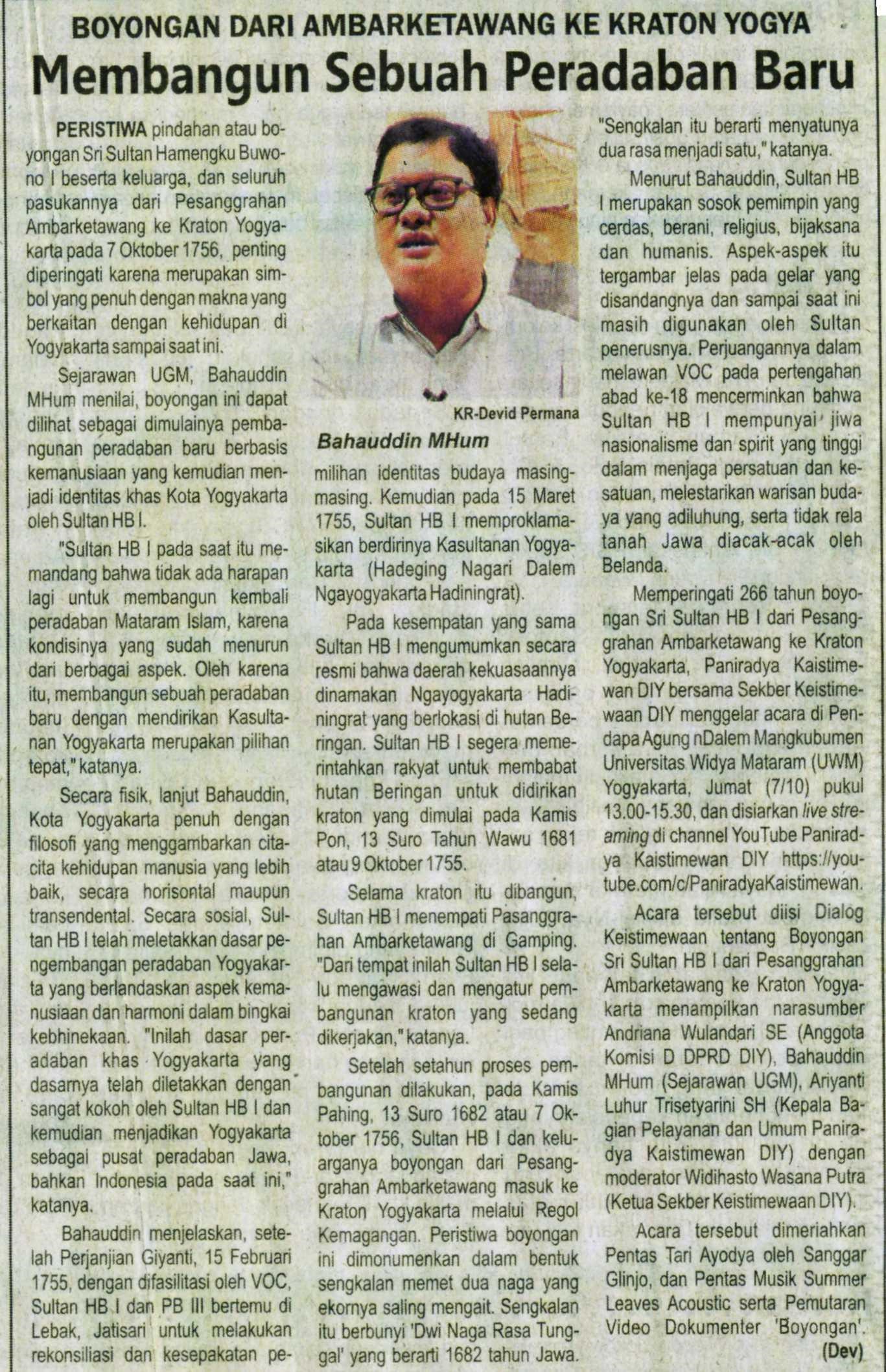 Membangun Sebuah Peradaban Baru – koran.humas.ugm.ac.id