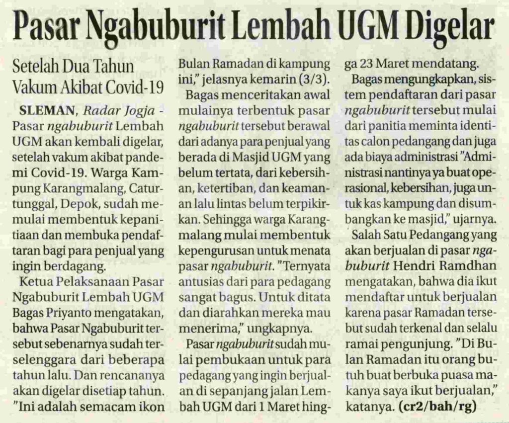 Pasar Ngabuburit Lembah UGM Digelar – koran.humas.ugm.ac.id Pasar Ngabuburit Lembah UGM Digelar – koran.humas.ugm.ac.id