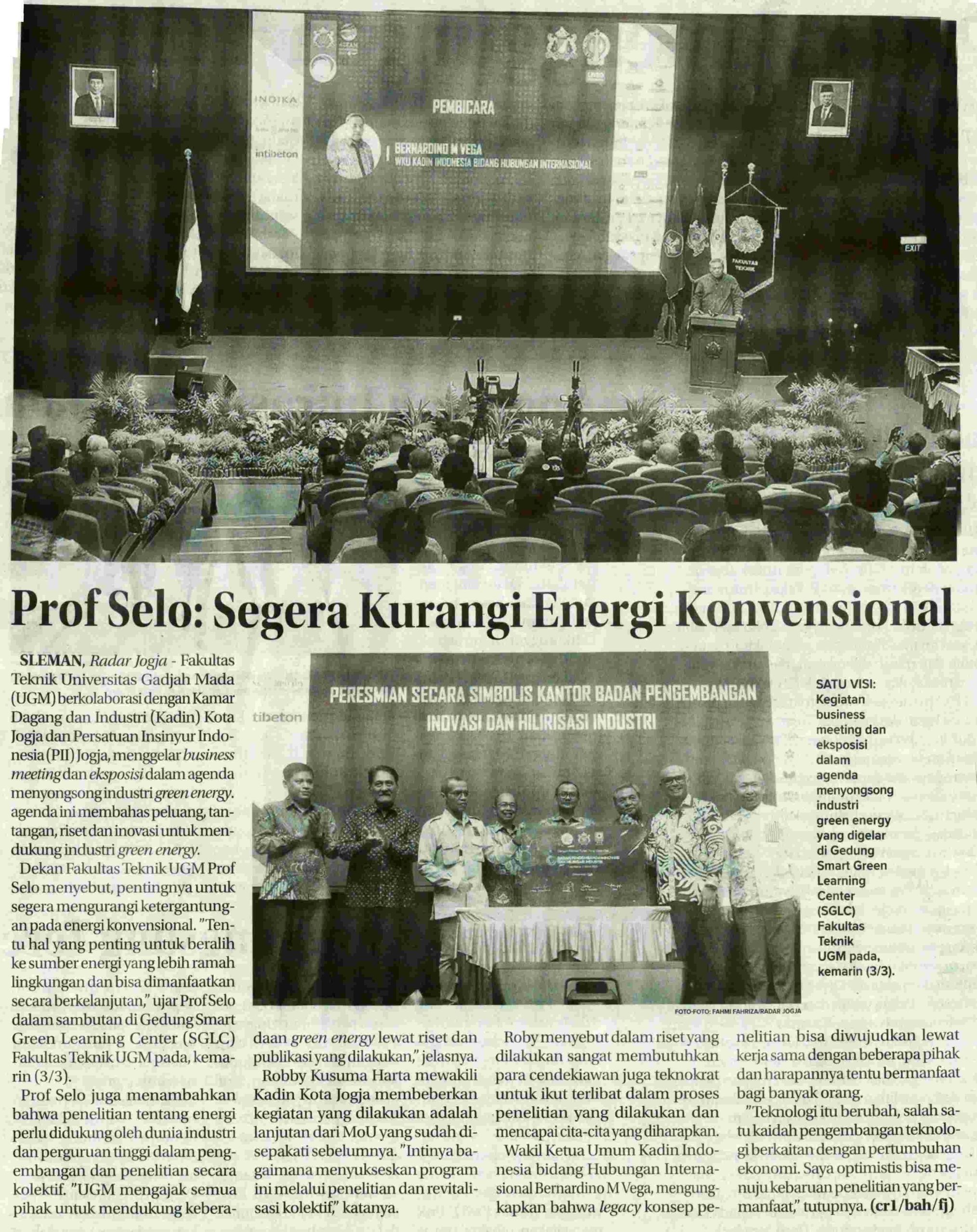 Prof Selo: Segera Kurangi Energi Konvensional – koran.humas.ugm.ac.id