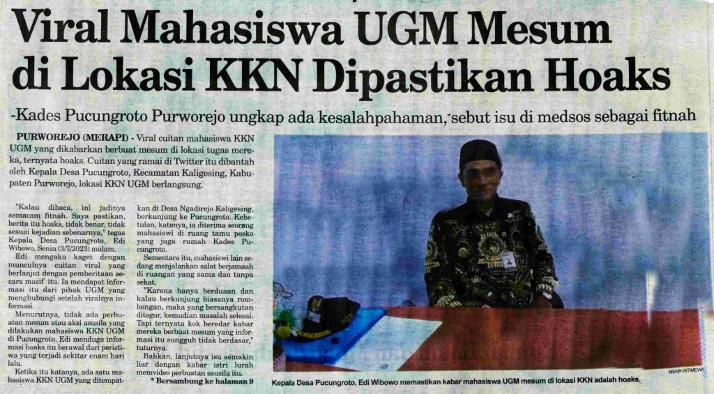 Viral Mahasiswa UGM Mesum di Lokasi KKN Dipastikan Hoaks – koran.humas.ugm.ac.id