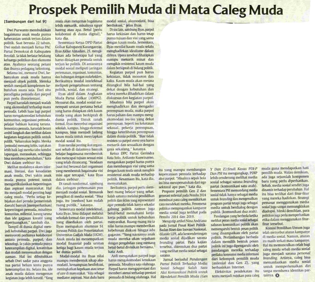 Prospek Pemilih Muda di mata Caleg Muda – koran.humas.ugm.ac.id