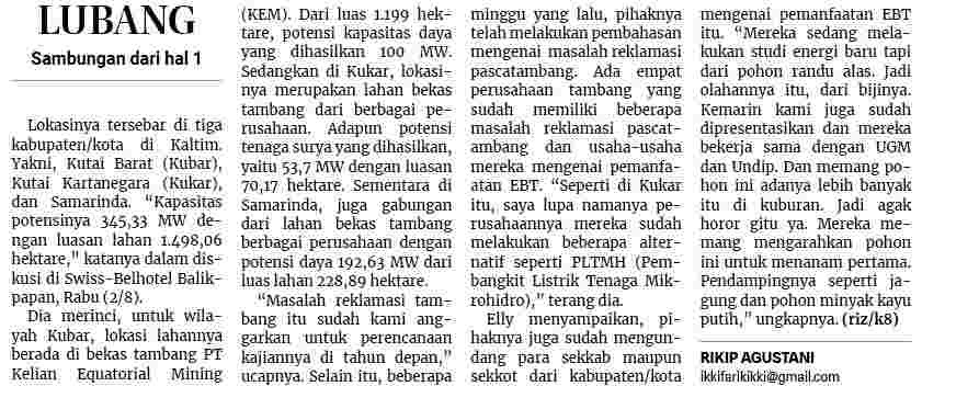 Lubang Bekas Tambang Berpotensi hasilkan Setrum 345,33 – koran.humas ...