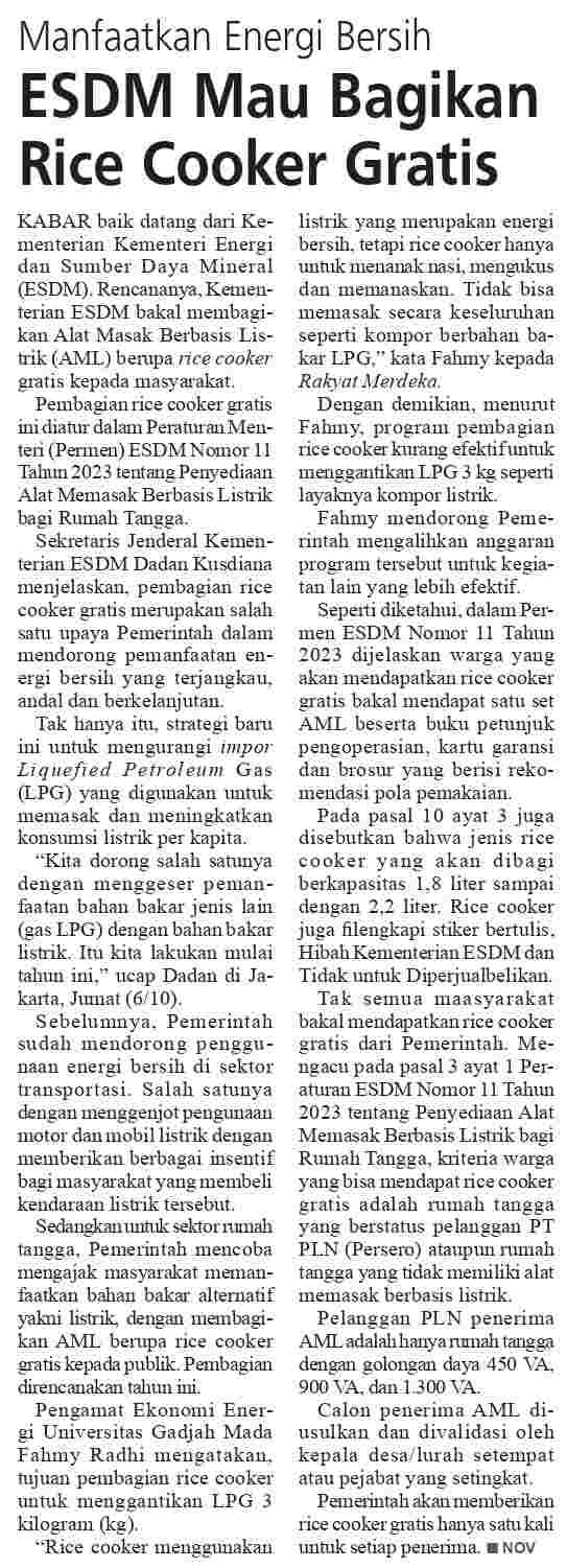 ESDM Mau Bagikan Rice Cooker Gratis – koran.humas.ugm.ac.id ESDM Mau Bagikan Rice Cooker Gratis – koran.humas.ugm.ac.id