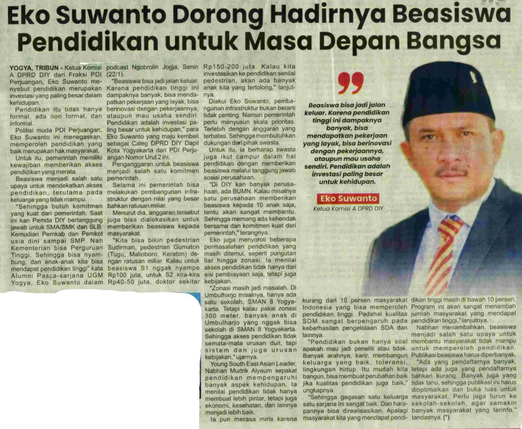 Eko Suwanto Dorong Hadirnya Beasiswa Pendidikan untuk Masa Depan Bangsa ...