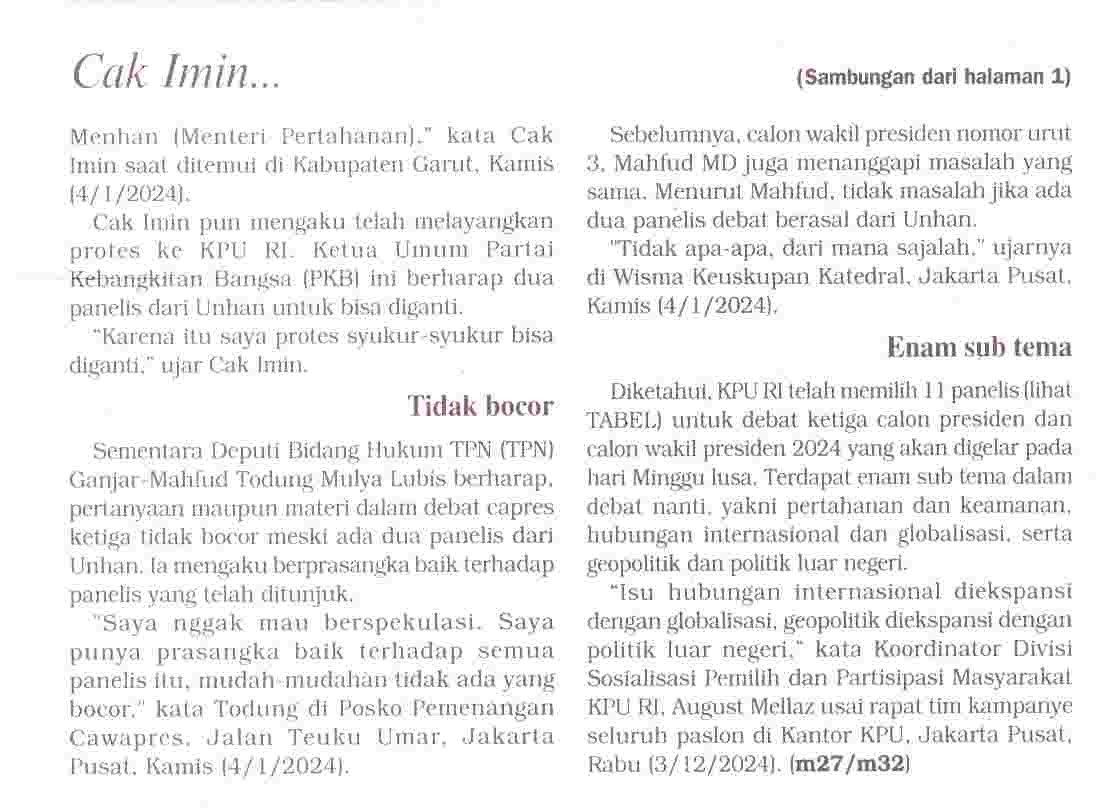 Cak Imin Minta Dua Panelis Debat Diganti – koran.humas.ugm.ac.id Cak Imin Minta Dua Panelis Debat Diganti – koran.humas.ugm.ac.id