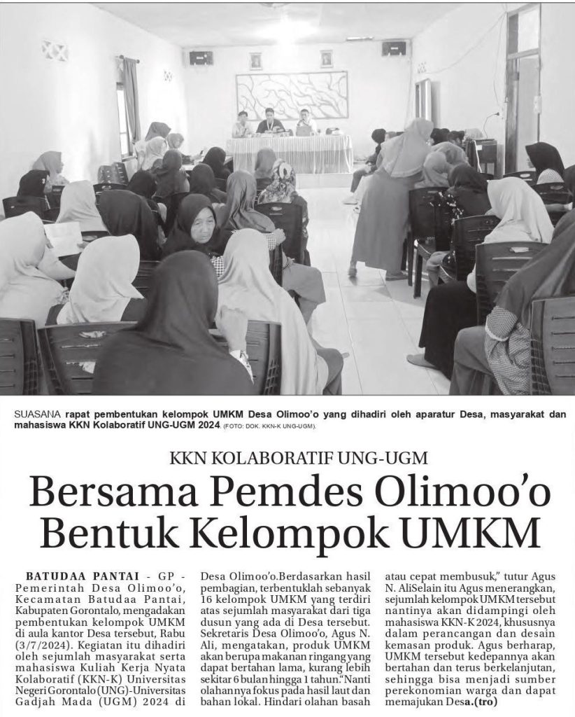 Bersama Pemdes Olimoo’o Bentuk Kelompok UMKM – koran.humas.ugm.ac.id
