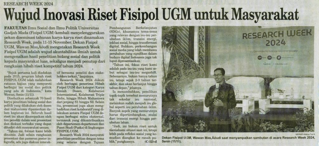 Wujud Inovasi Riset Fisipol UGM untuk Masyarakat – koran.humas.ugm.ac.id